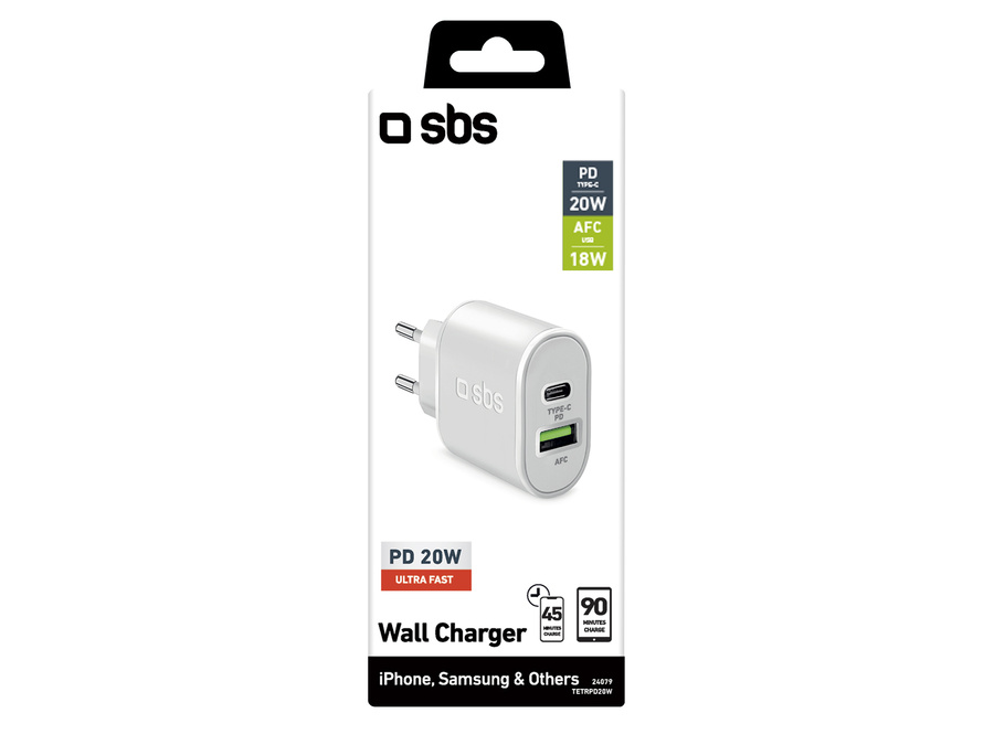 SBS Reiselader 2,1A 1x USB + 1x USB-C PD 20W, weiß - e-tec: Österreichs ...