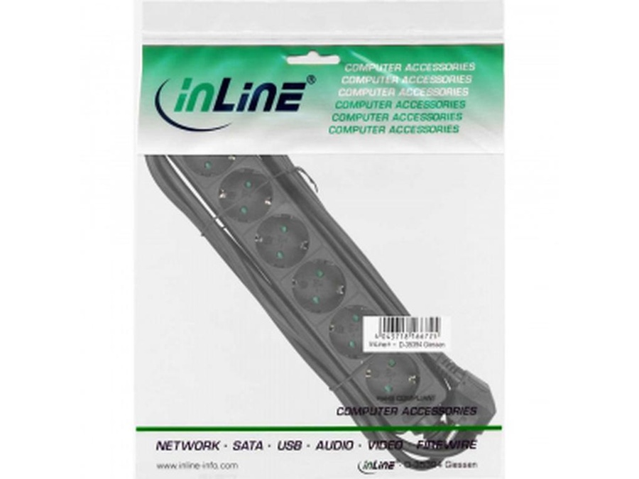 INLINE Steckdosenleiste, schwarz, 6-fach, 6x Schutzkontakt, - e-tec ...