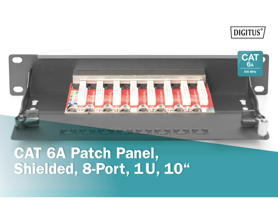 DIGITUS 'CAT 6A Patch Panel, geschirmt,8-Port 1HE, 10'', - e-tec ...