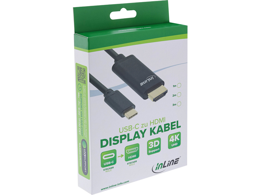 INLINE USB Display Kabel, USB-C Stecker zu HDMI Stecker, 3m - e-tec ...